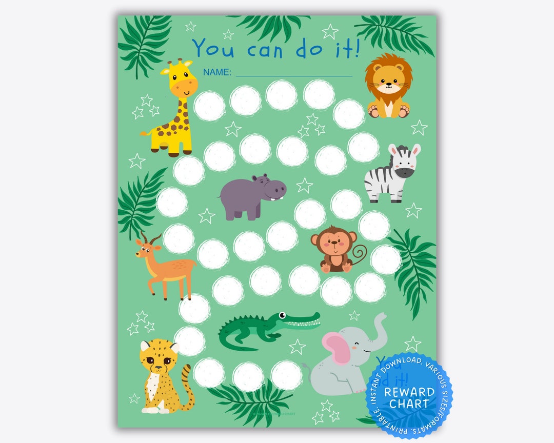 Safari Animal Reward Chart: Potty Training, Classroom Behavior ...