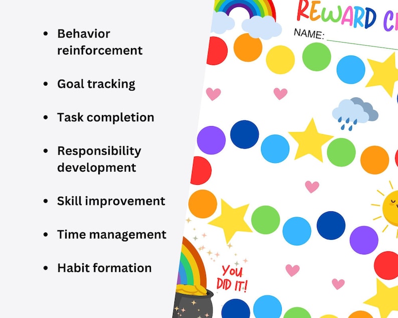 Reward Chart Printable, Rainbow Reward Chart, Potty Training Chart ...