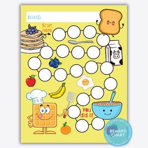 Breakfast Food Reward Chart for Kids (PDF, PNG, JPG) - Etsy