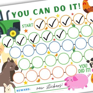 Farm Animal Reward Chart: Kids Printable Behavior Tracker (PDF) - Etsy