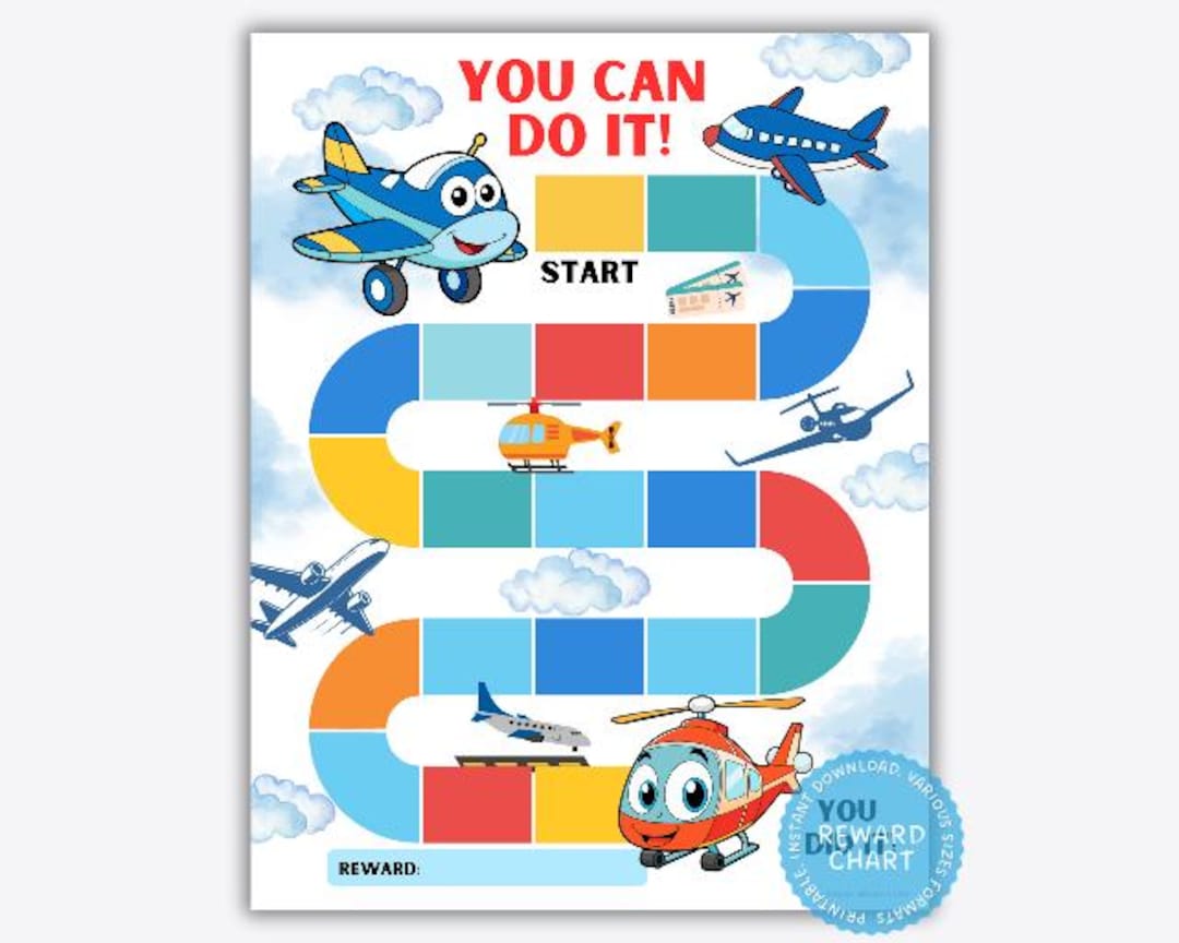 Airplane Helicopter Reward Chart Kids, Potty Training Sticker Chart ...