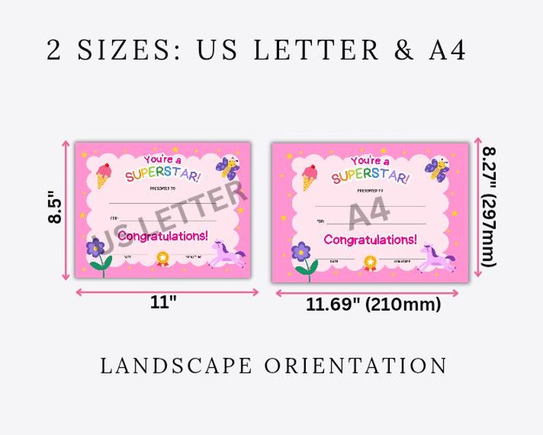 Printable Pink Certificate, Girls Award Certificate, Preschool ...