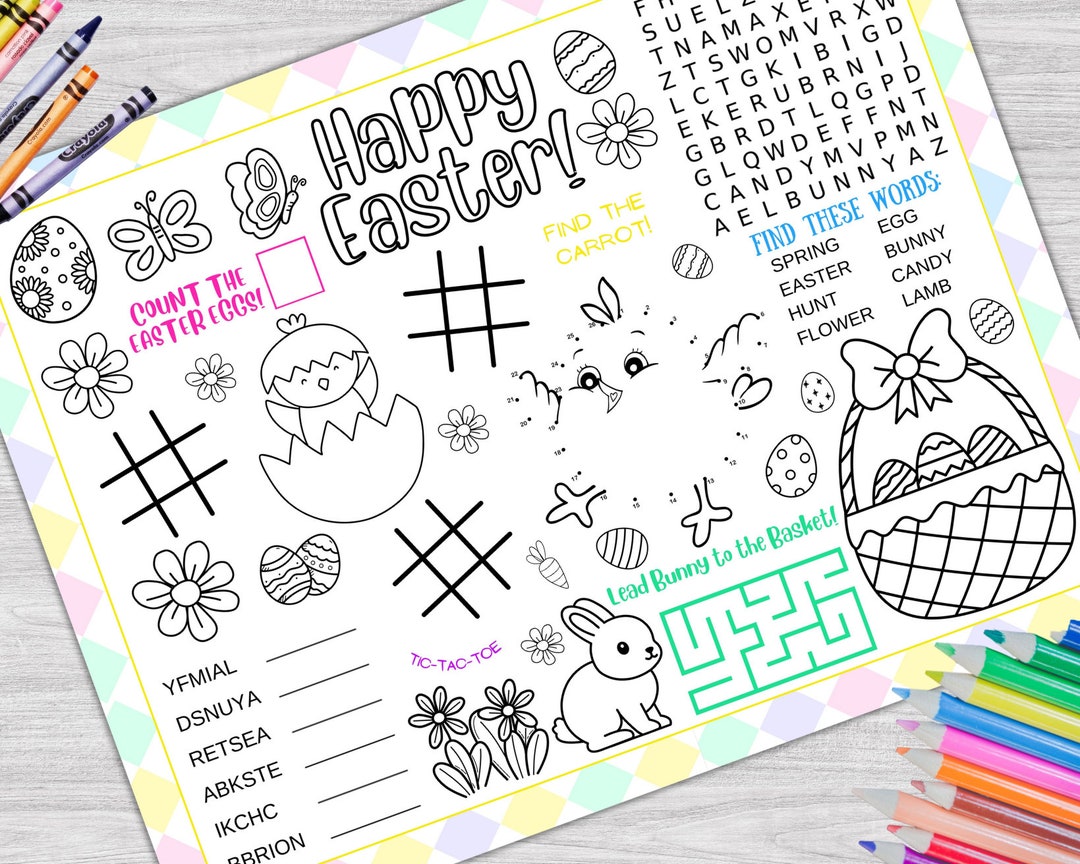 Easter Activity Placemat: Spring Coloring Mat for Kids (PDF) - Etsy
