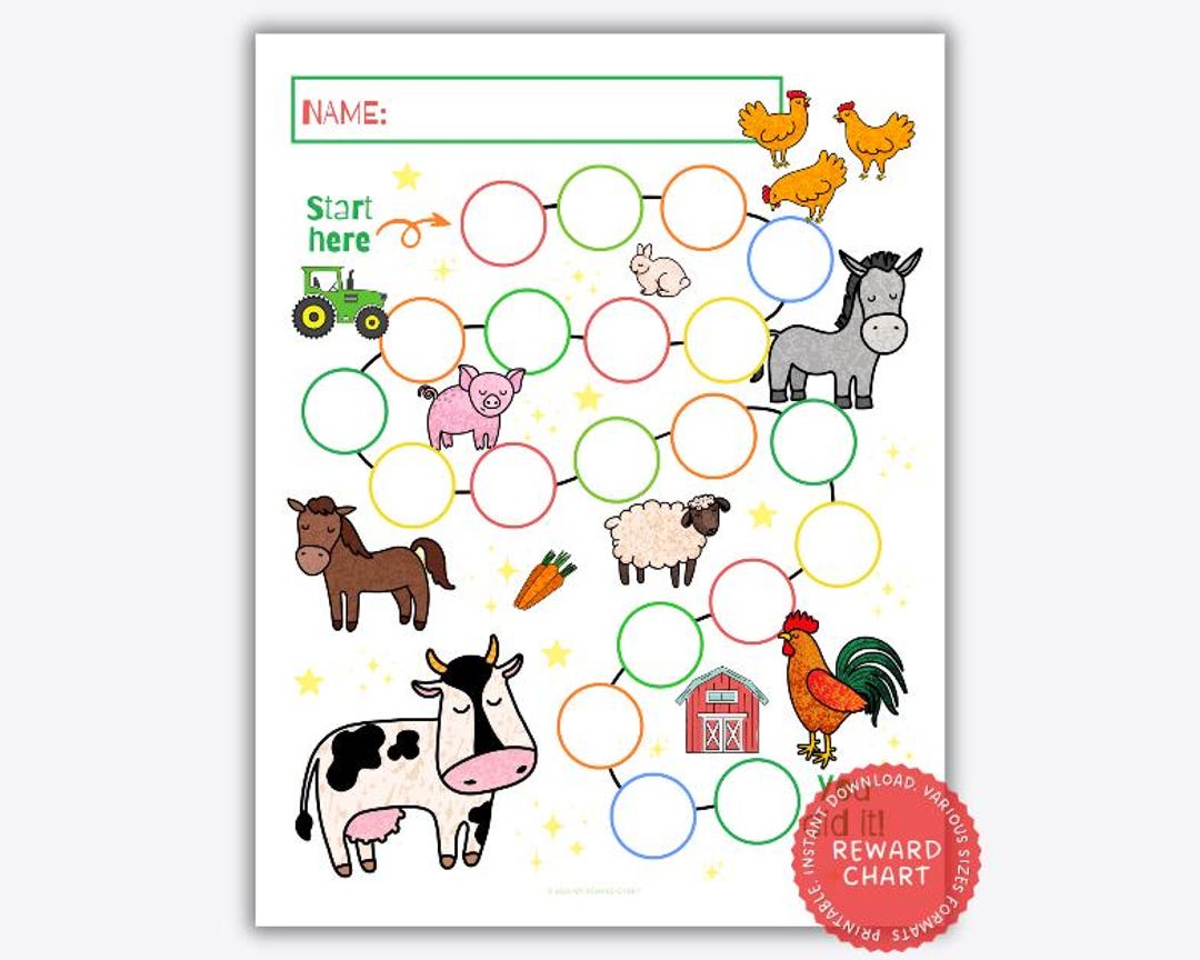 Farm Animal Potty Chart, Barnyard Reward Sticker Chart, Toddler Habit ...