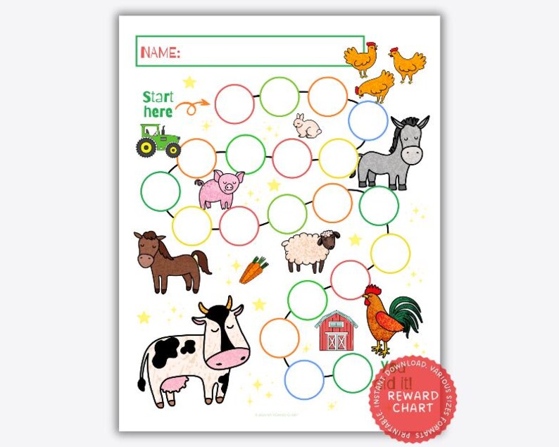 Farm Animal Potty Chart, Barnyard Reward Sticker Chart, Toddler Habit ...