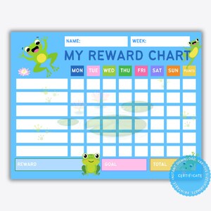 Frog Chore Chart, Printable Chore Chart for Kids, Toddler Routine, Task ...