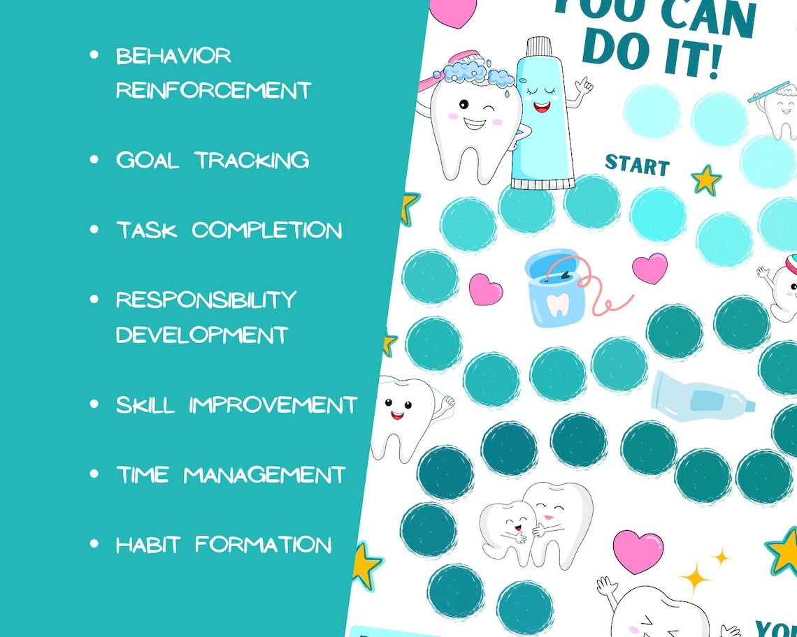 Reward Chart, Brush Your Teeth Reward Chart, Kids Reward Chart, Teeth ...