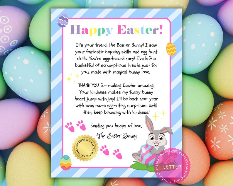 Letter From the Easter Bunny, Easter Bunny Surprise, Printable Letter ...