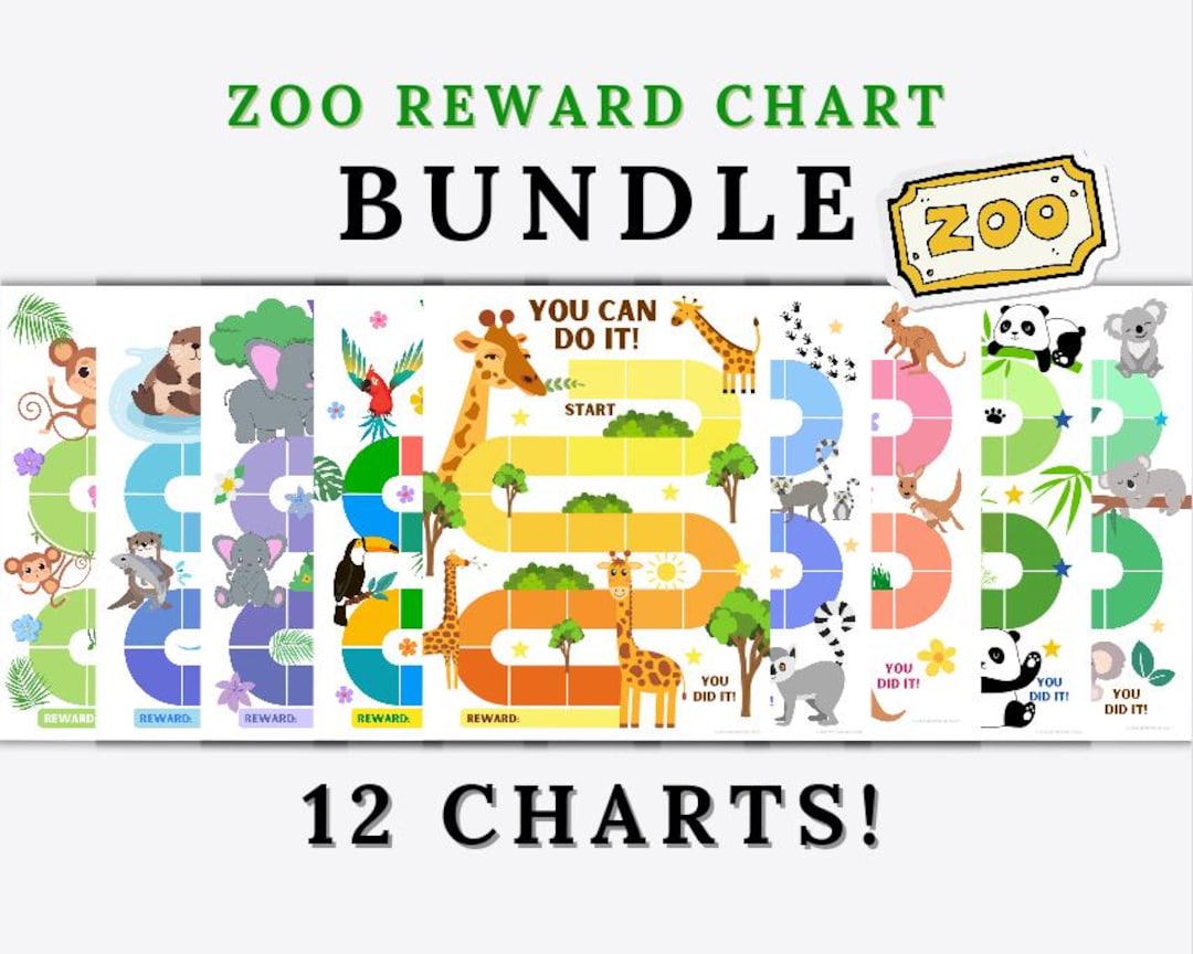 Printable Zoo Animal Reward Chart, Bundle, Jungle Reward Chart, Zoo ...