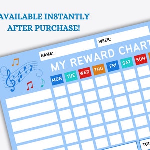 Printable Music Reward Charts, Music Practice Chart, Kids Reward Chart ...
