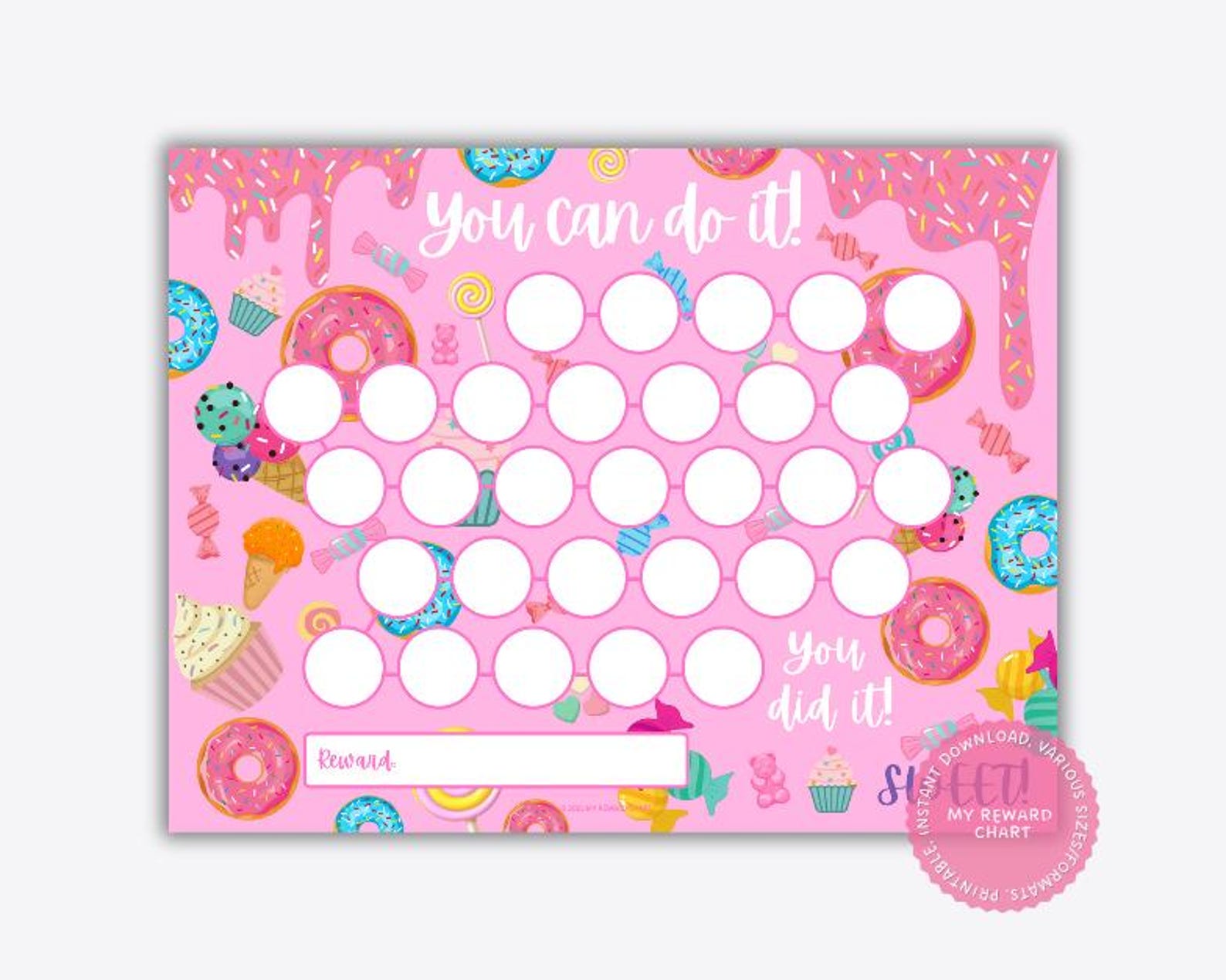 Candy Reward Chart: Chore & Potty Training for Girls (PDF, PNG, JPG) - Etsy