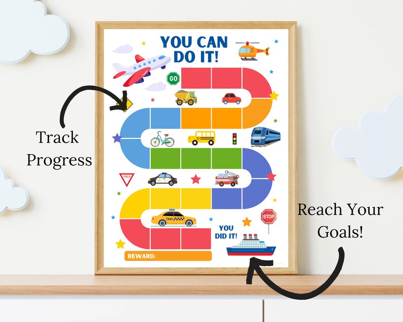 Vehicle Reward Chart Kids Printable, Kids Reward Chart, Potty Training ...