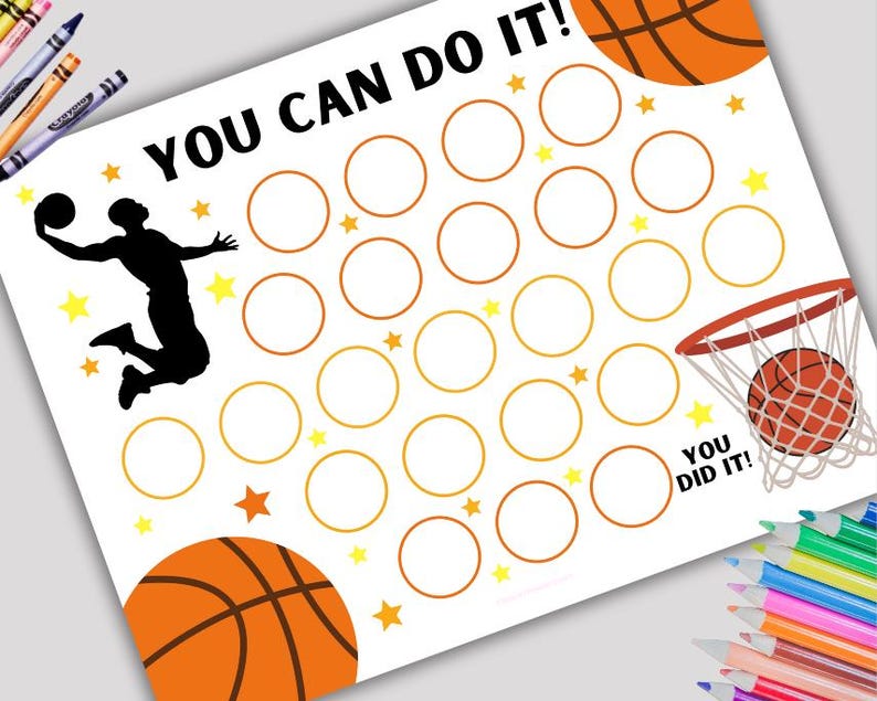 Basketball Reward Chart: Kids Behavior & Potty Training (PDF, PNG, JPG ...