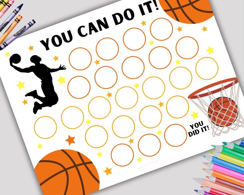 Basketball Reward Chart: Kids Behavior & Potty Training (PDF, PNG, JPG ...