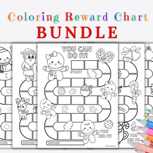 Christmas Coloring Reward Chart Bundle – Printable Holiday Behavior ...