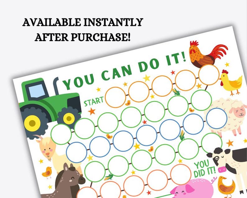 Farm Animal Reward Chart: Kids Printable Behavior Tracker (PDF) - Etsy