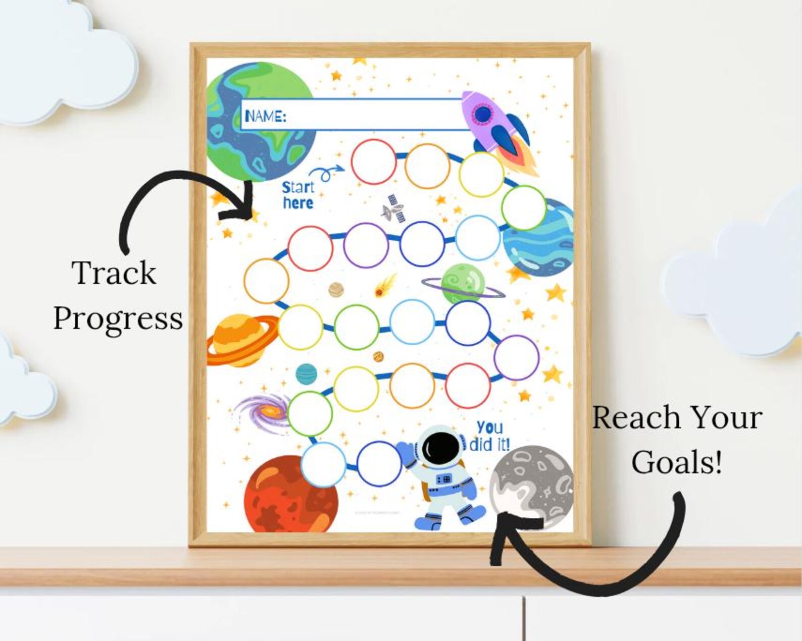 Outer Space Reward Chart for Kids – Printable Sticker Chart, Behavior ...