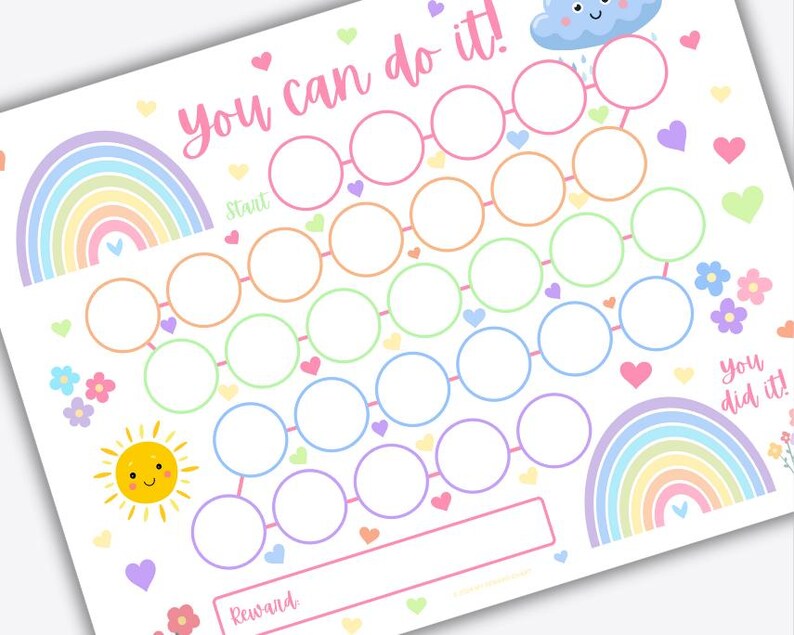 Rainbow Reward Chart Bundle, Printable Sticker Chart, Incentive Chart ...