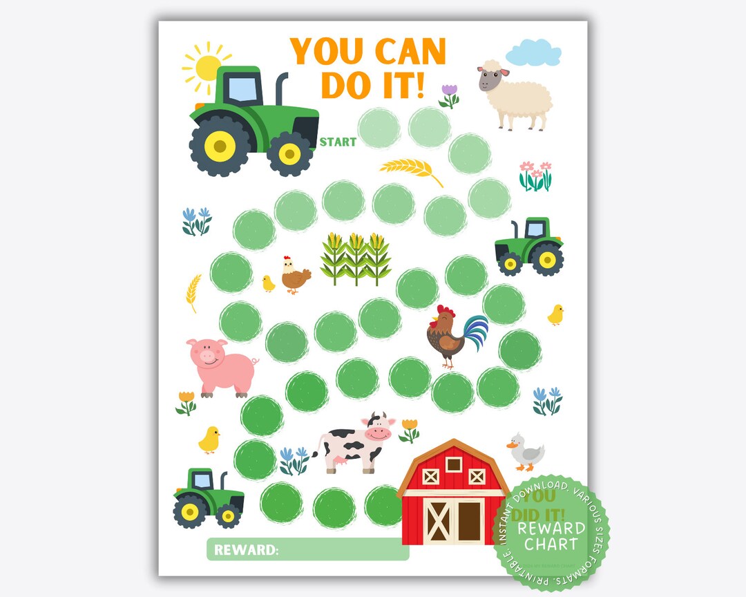 Printable Tractor Reward Chart, Potty Training Chart, Sticker Chart ...
