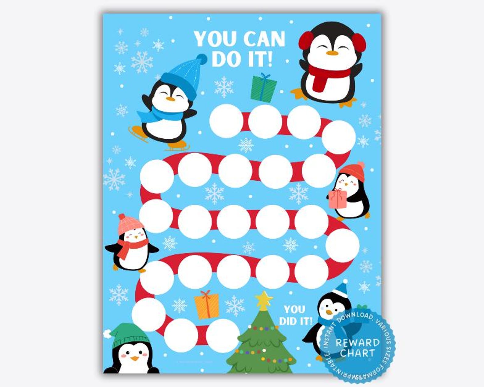 Christmas Penguin Reward Chart Printable, Christmas Sticker Chart ...