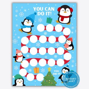 Christmas Penguin Reward Chart Printable, Christmas Sticker Chart ...