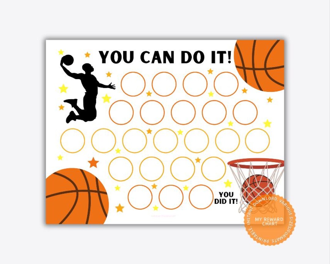 Basketball Reward Chart: Kids Behavior & Potty Training (PDF, PNG, JPG ...