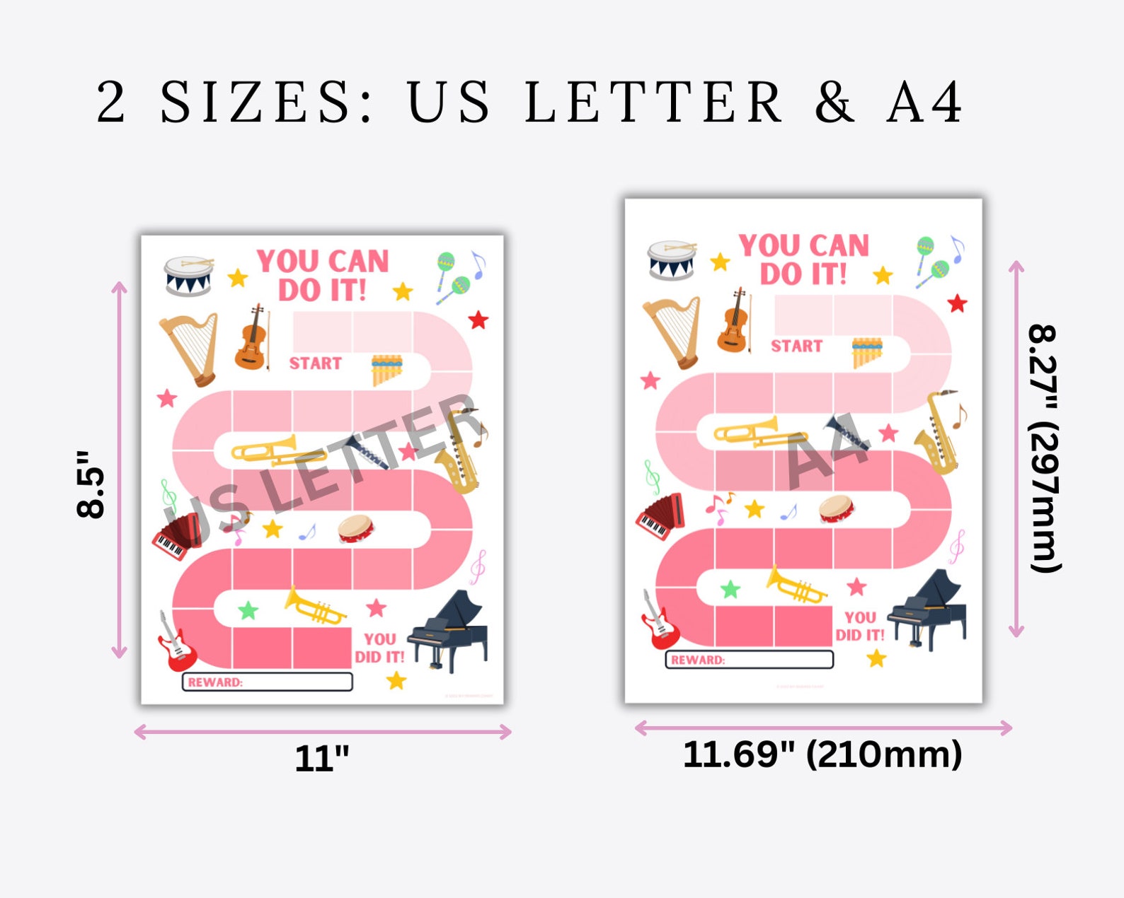 Printable Music Practice Chart, Kids Reward Chart, Instrument Reward ...