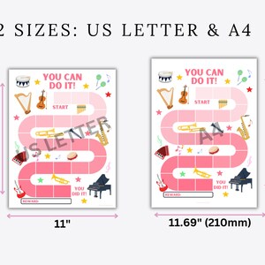 Printable Music Practice Chart, Kids Reward Chart, Instrument Reward ...