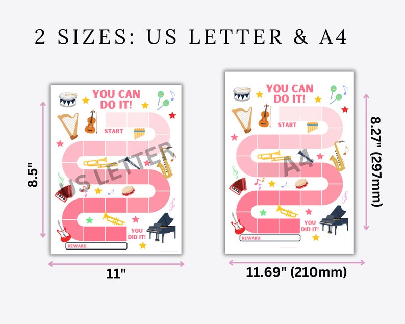 Printable Music Practice Chart, Kids Reward Chart, Instrument Reward ...