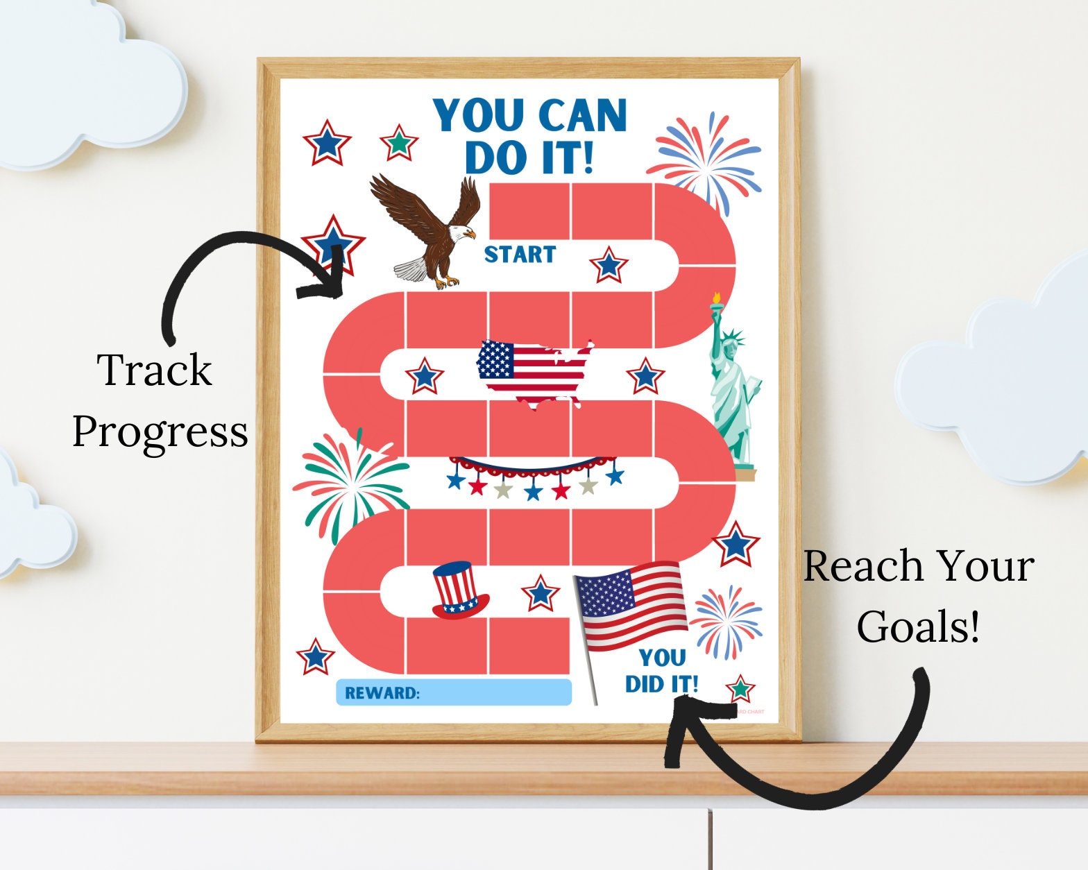 Printable Patriotic Reward Chart: Kids 4th of July Behavior Tracker ...