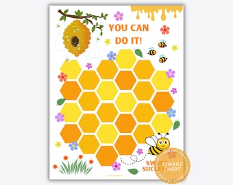 Printable Bee Reward Chart, Honey Bee Behavior Chart, Reward Chart Kids ...