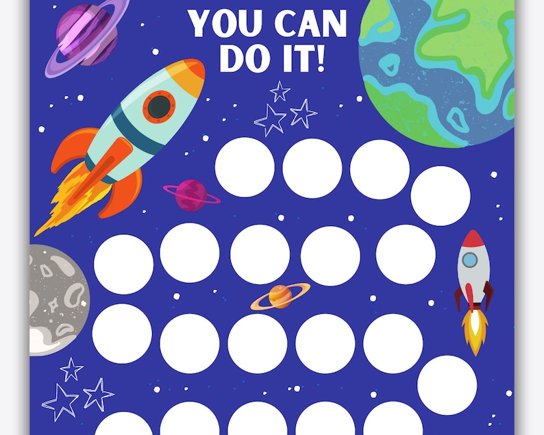 Outer Space Reward Chart Printable, Astronaut Sticker Chart, Toddler ...