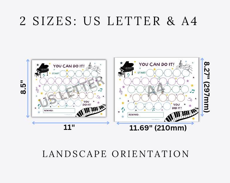 Printable Piano Practice Reward Chart (PDF, PNG, JPG) - Etsy