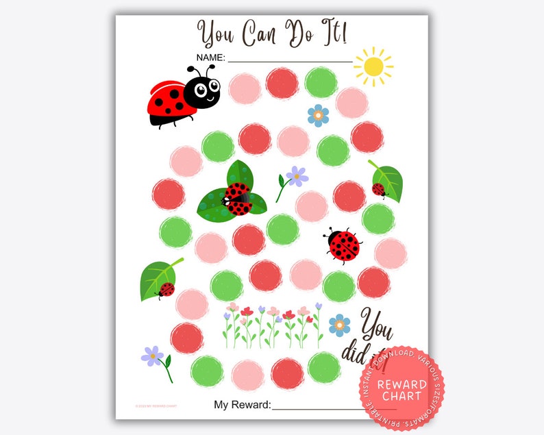 Printable Ladybug Reward Chart: Kids Behavior & Potty Training (digital ...