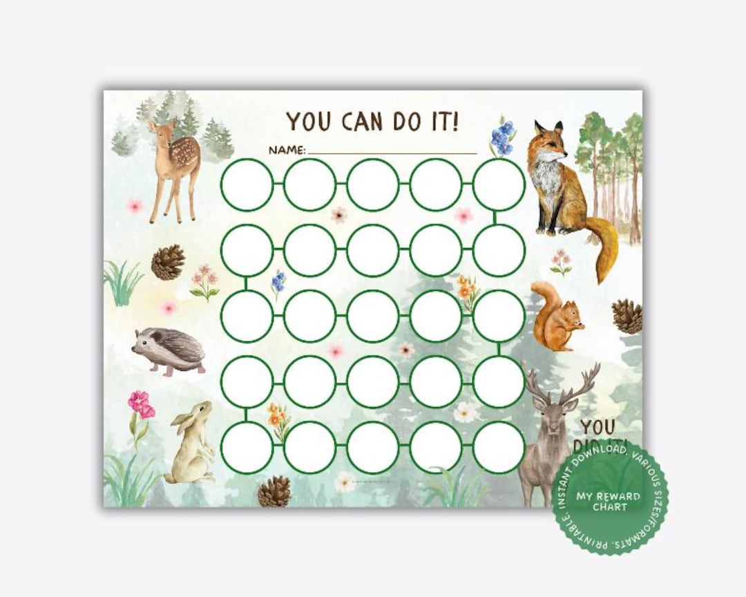 Woodland Animal Reward Chart: Forest Theme Behavior Tracker (printable ...
