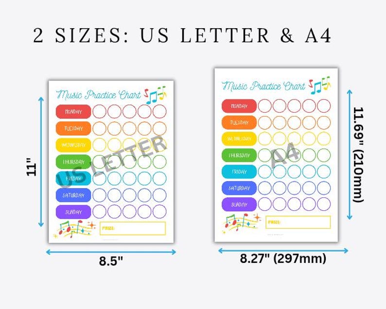 Printable Music Practice Reward Chart, Sticker Chart for Kids, Piano ...