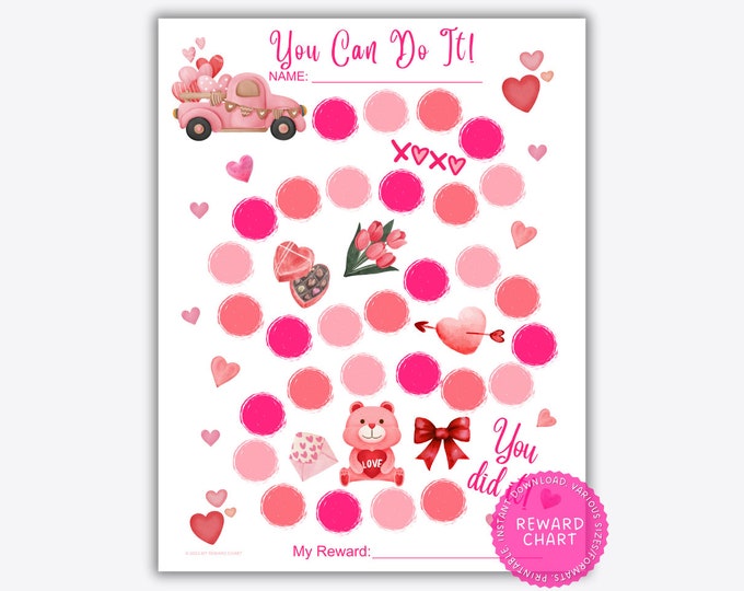 Editable Hearts Reward Chart, Hearts Sticker Chart, Pink Gold Hearts ...