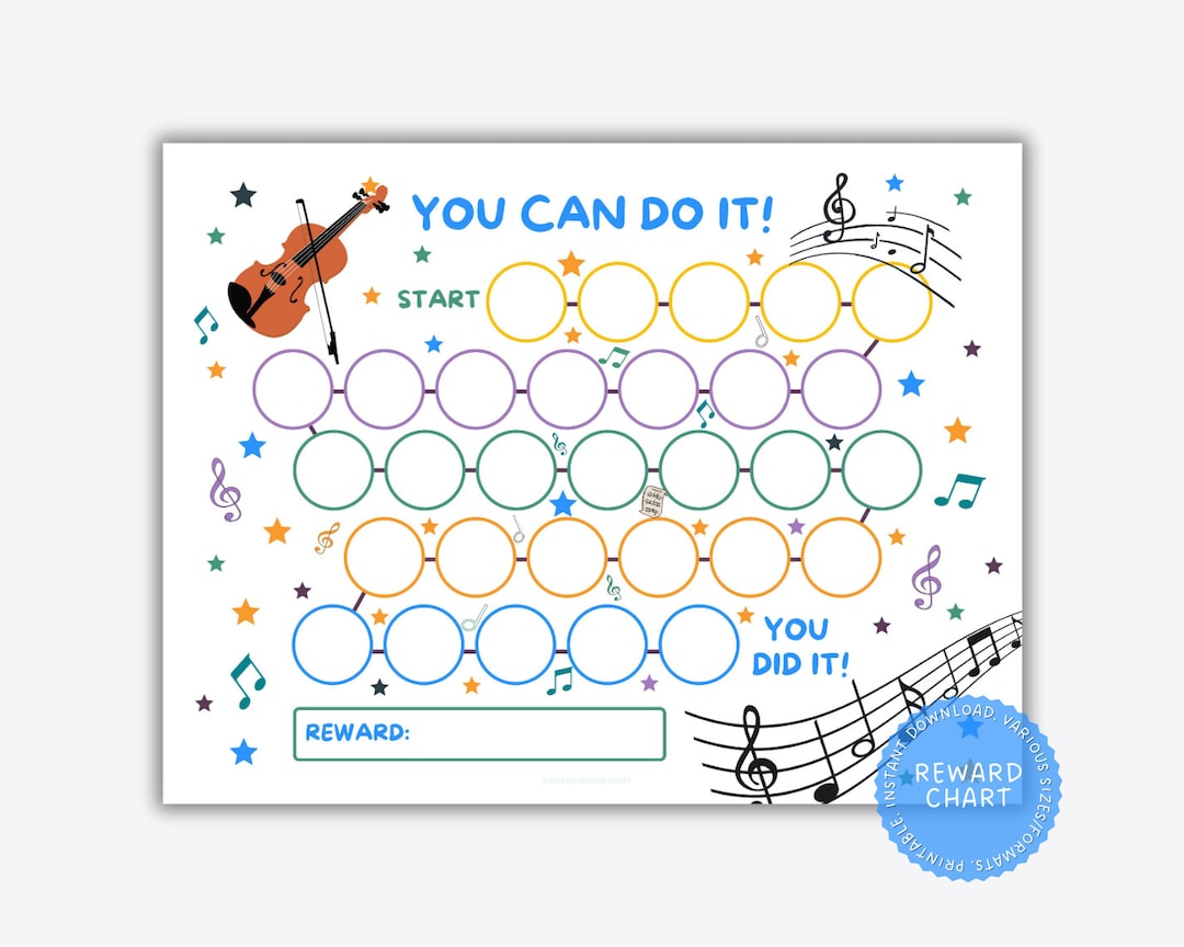 Printable Violin Reward Chart, Music Reward Chart, Violin Practice ...