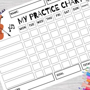 Printable Violin Practice Reward Chart, Violin Practice Chart, Violin ...