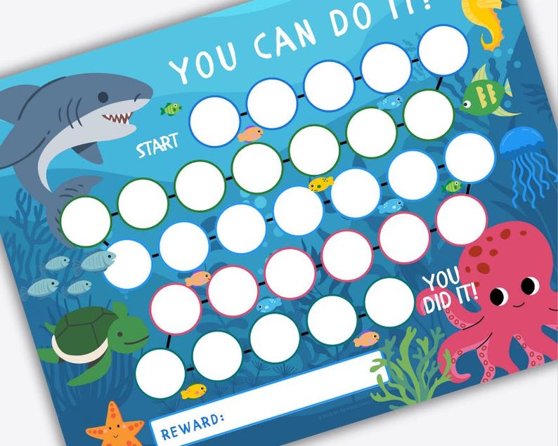 Ocean Animal Reward Chart: Potty Training & Behavior (PDF) - Etsy