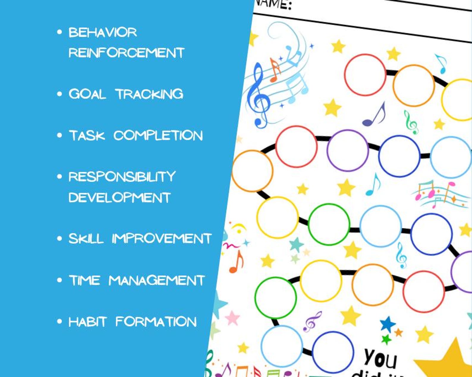 Printable Music Practice Reward Chart: Rainbow Design (PDF, PNG, JPG ...