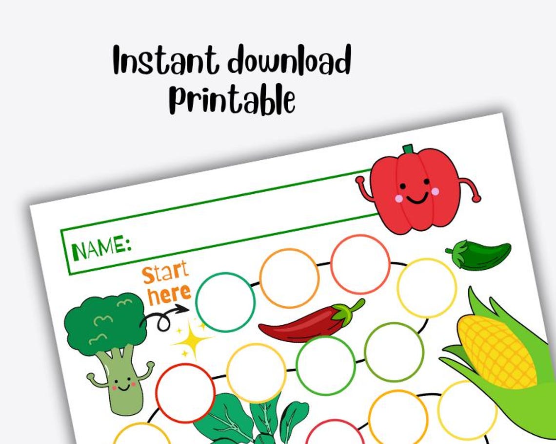 Printable Veggie Reward Chart: Kids & Adults (PDF, PNG, JPG) - Etsy