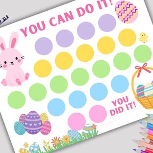 Printable Easter Bunny Reward Chart: Kids Behavior Tracker (PDF, JPG ...