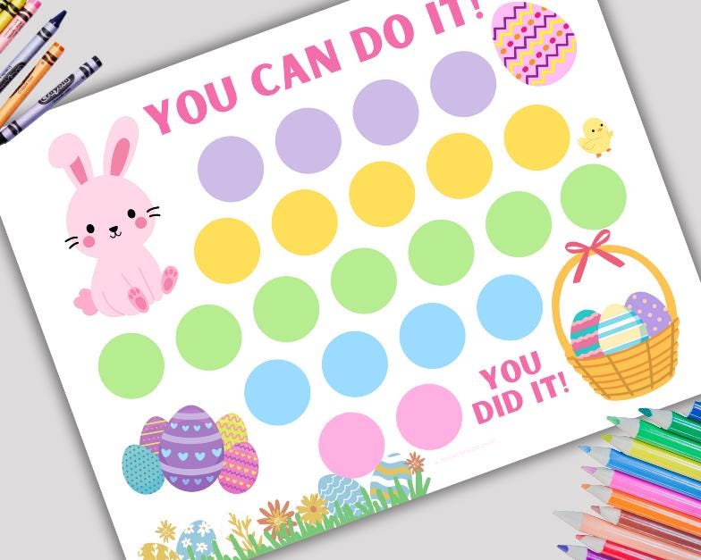 Printable Easter Bunny Reward Chart: Kids Behavior Tracker (PDF, JPG ...
