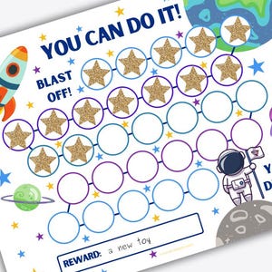 Printable Outer Space Reward Chart for Kids, Potty Training Chart for ...