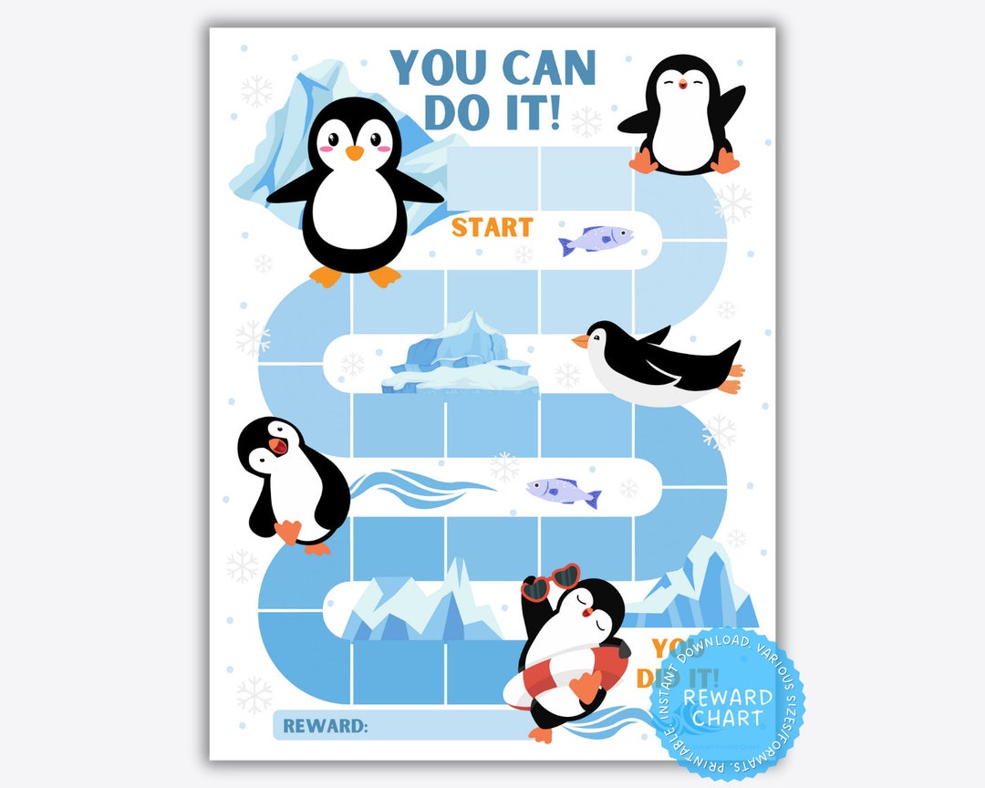 Penguin Reward Chart, Printable Potty Training Chart, Kids Reward Chart ...