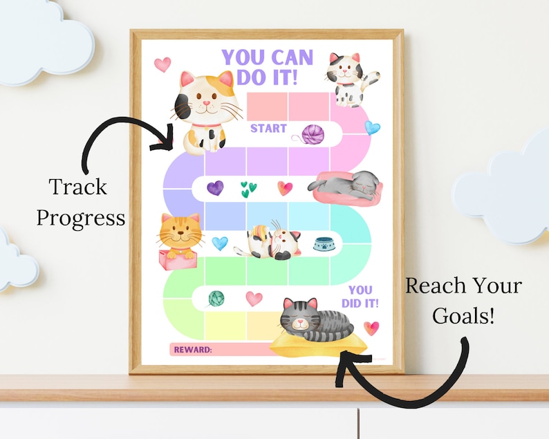 Printable Cat Reward Chart, Potty Training Chart, Kids Reward Chart ...