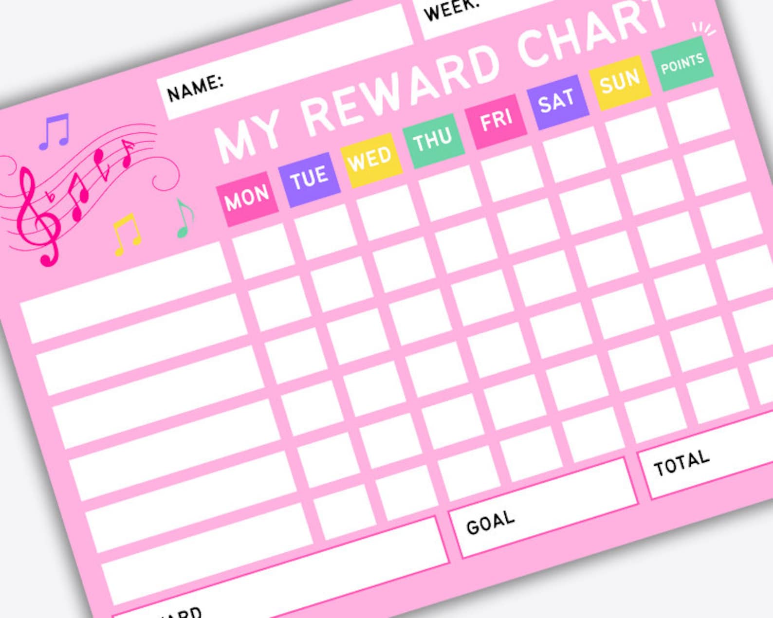Printable Music Practice Reward Chart for Kids (PDF) - Etsy