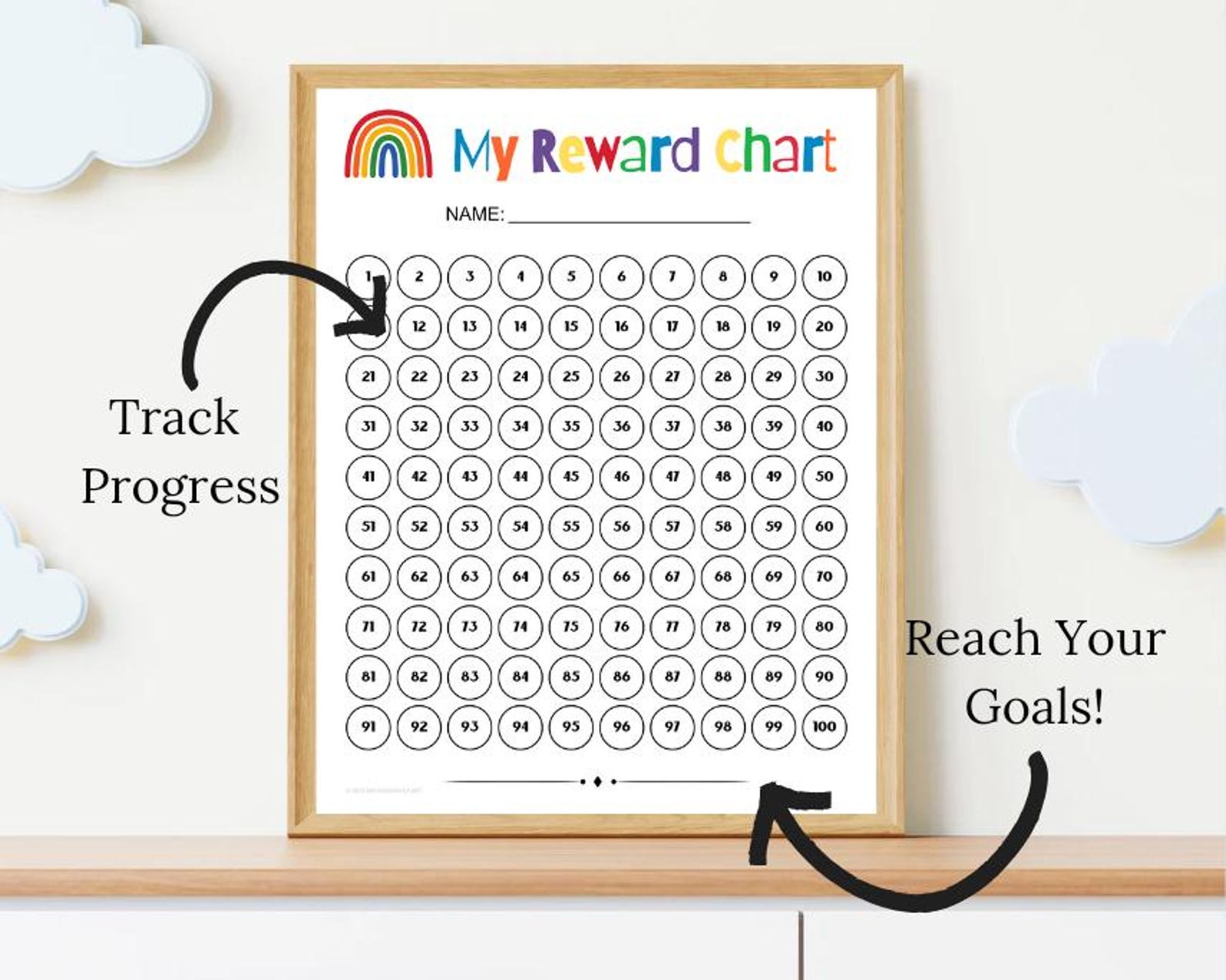 Printable Rainbow Reward Chart for Kids, Potty Training Chart, Prize ...