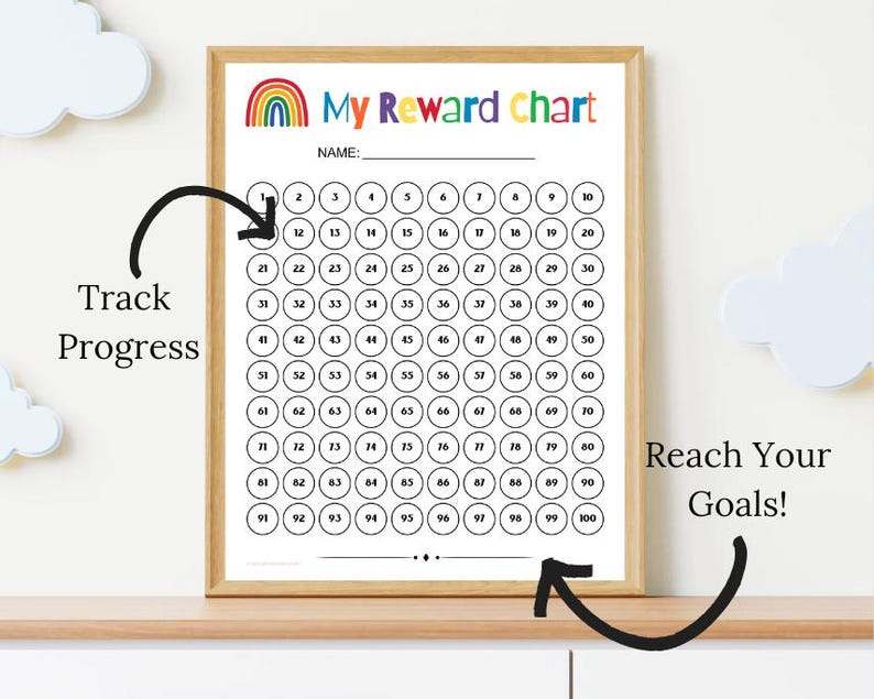 Printable Rainbow Reward Chart for Kids, Potty Training Chart, Prize ...